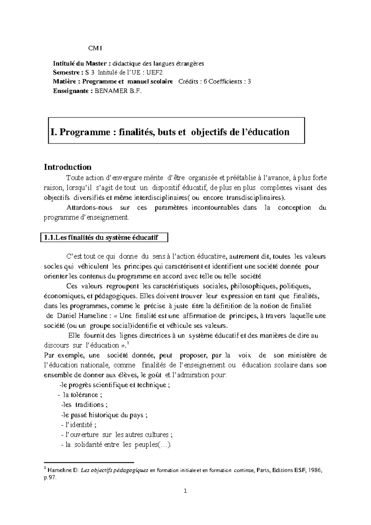 CM1 Programme Manuel Scolaire - CM Intitulé du Master : didactique des ...