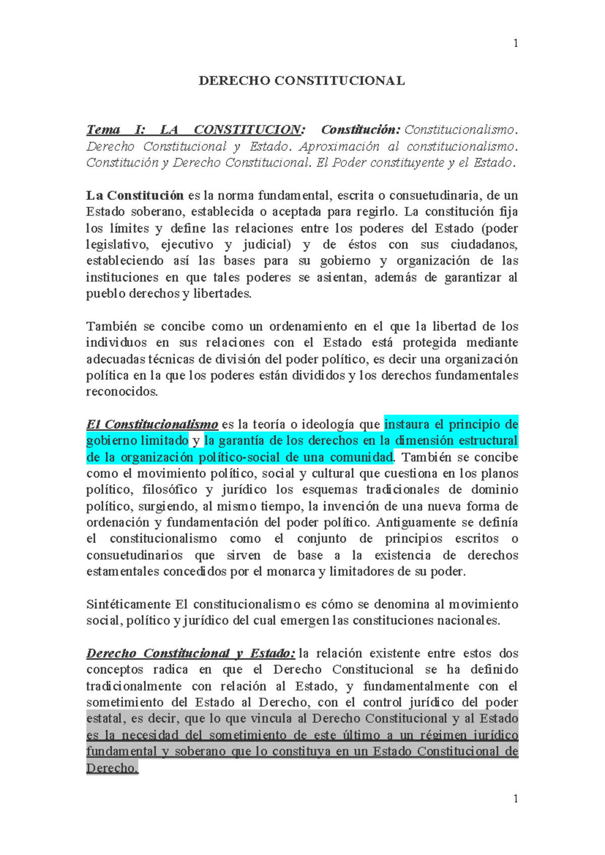 DERECHO CONSTITUCIONAL 1: LA CONSTITUCIÓN Y SU EVOLUCIÓN - Studocu