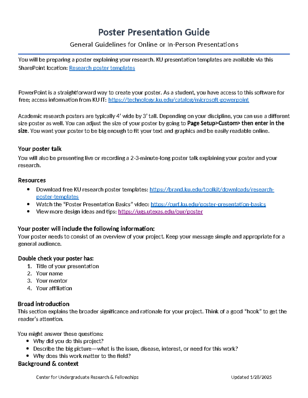 Poster Presentation Guide: General Guidelines for Research Posters ...