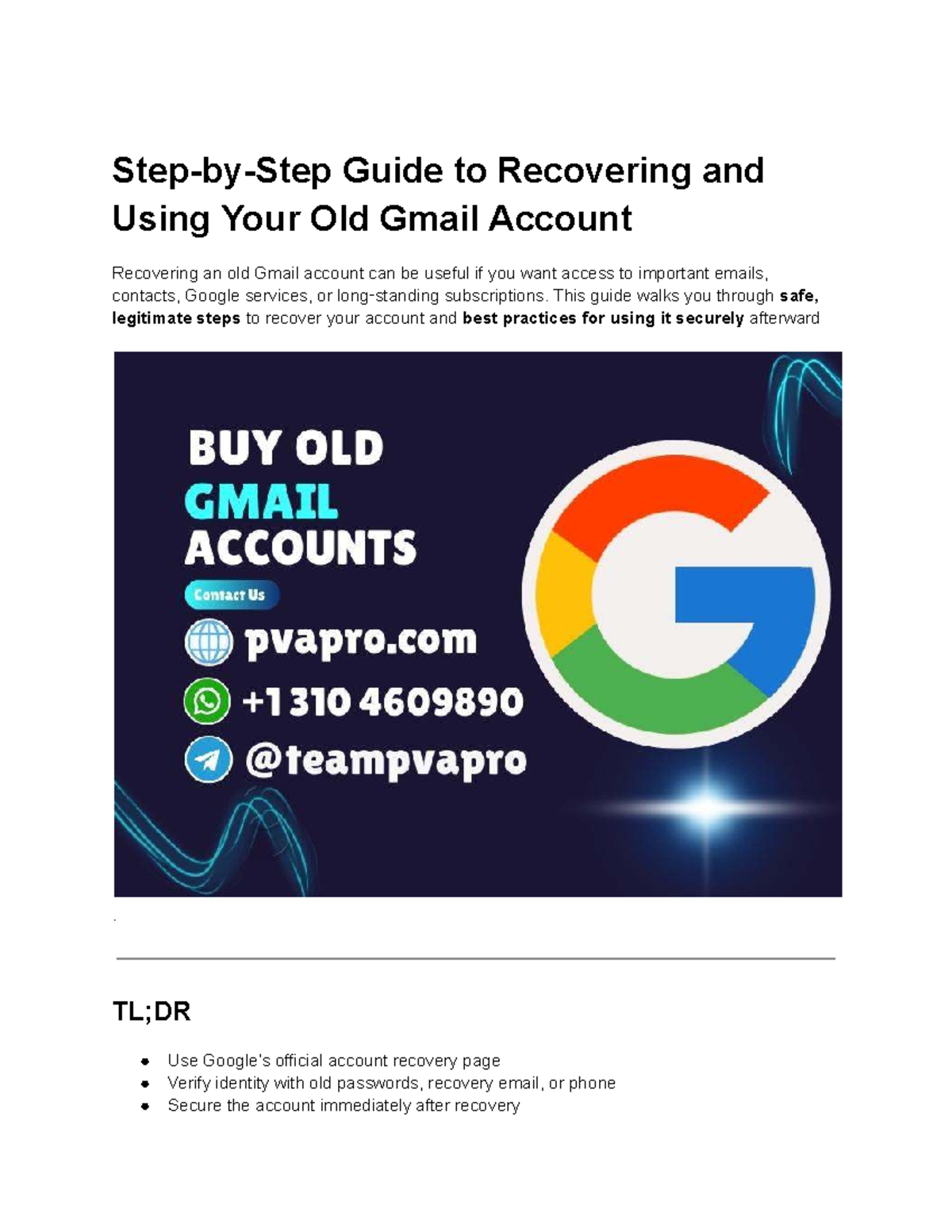 Guide to Recovering Your Old Gmail Account: Step-by-Step Instructions ...