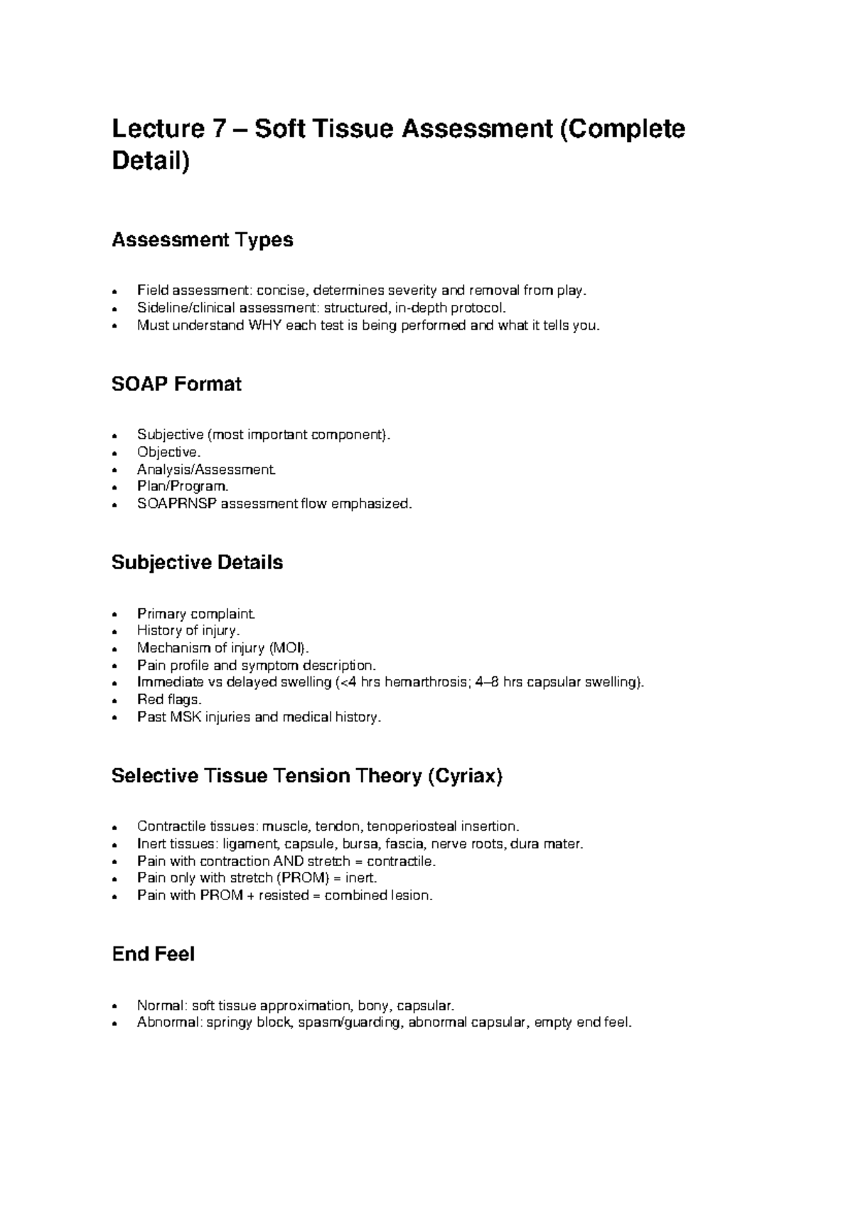 KIN 2236 Ultra Detailed Master Summary: Lectures 7-12 on Soft Tissue ...