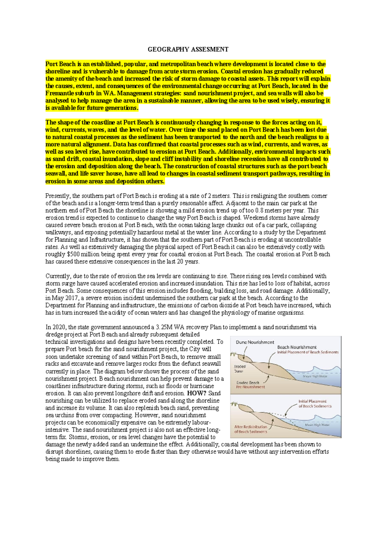 GEOG 101: Coastal Erosion and Management Strategies at Port Beach - Studocu