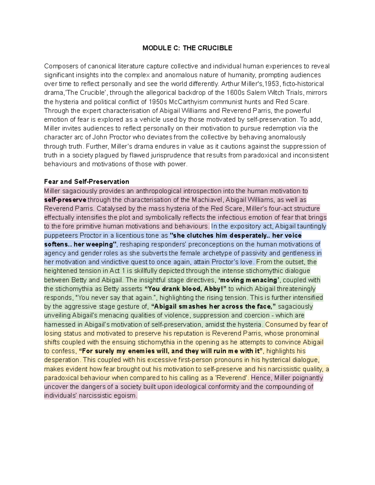 Common Module: The Crucible - Analyzing Human Motivation and Redemption ...