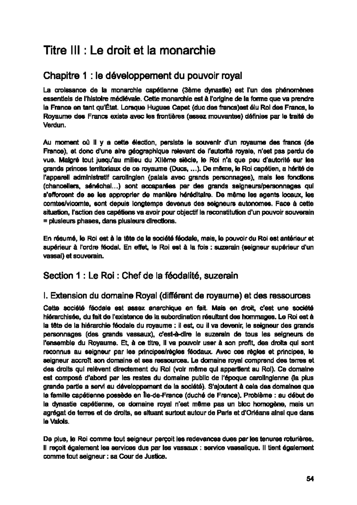 Titre : Droit et Monarchie en France Féodale - Chapitre 1 : Pouvoir ...
