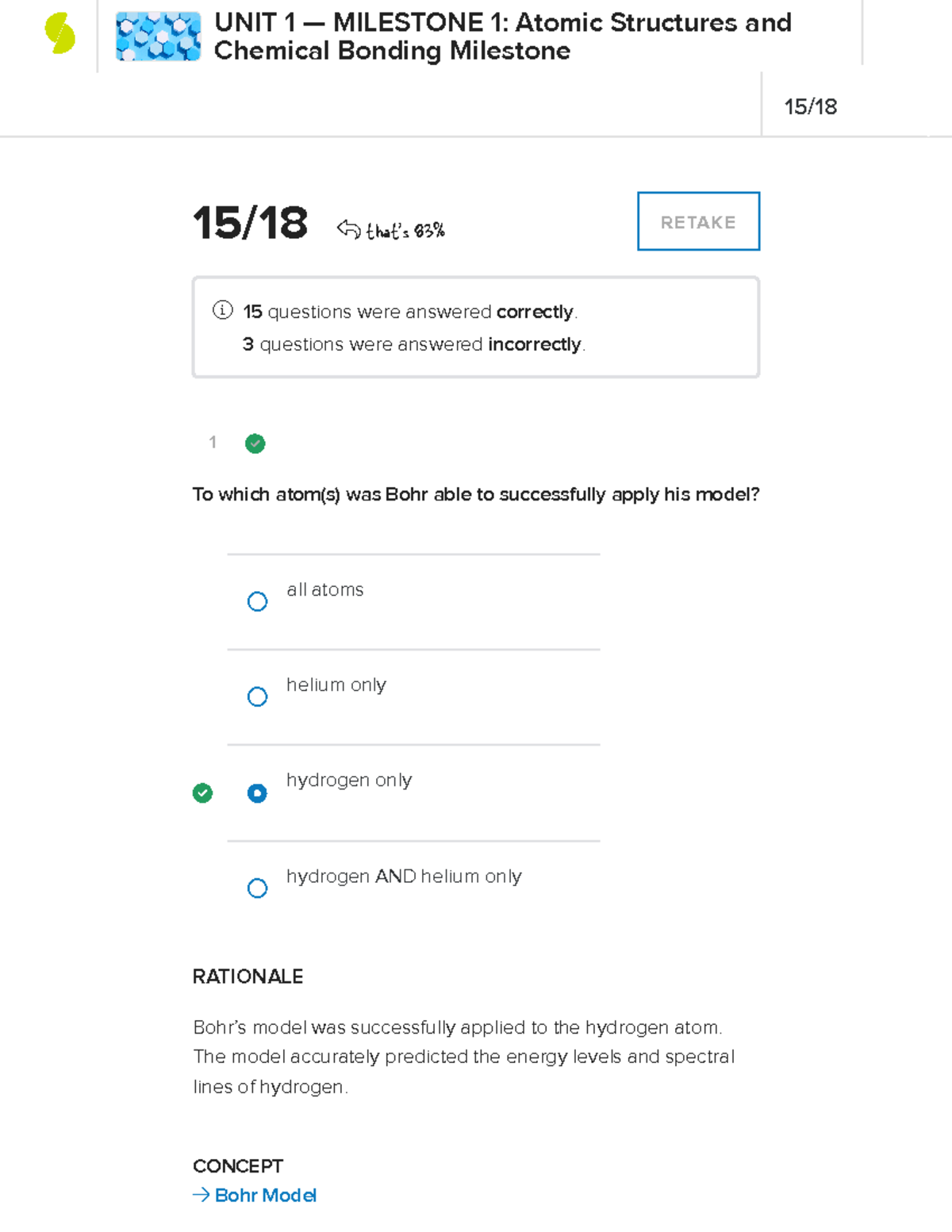 Chem 1 - Milestone 1: Exploring Atomic Structure and Bonding Concepts ...