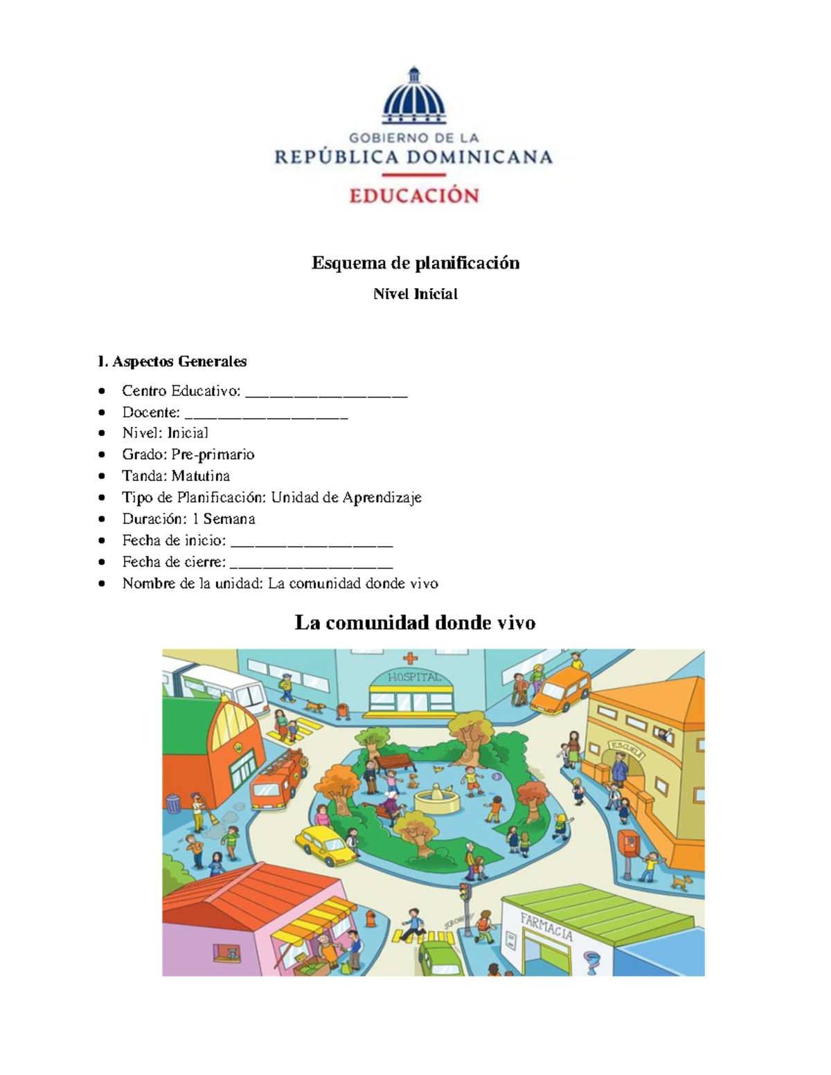 Planificación de Unidad de Aprendizaje: La Comunidad donde Vivo - Nivel ...