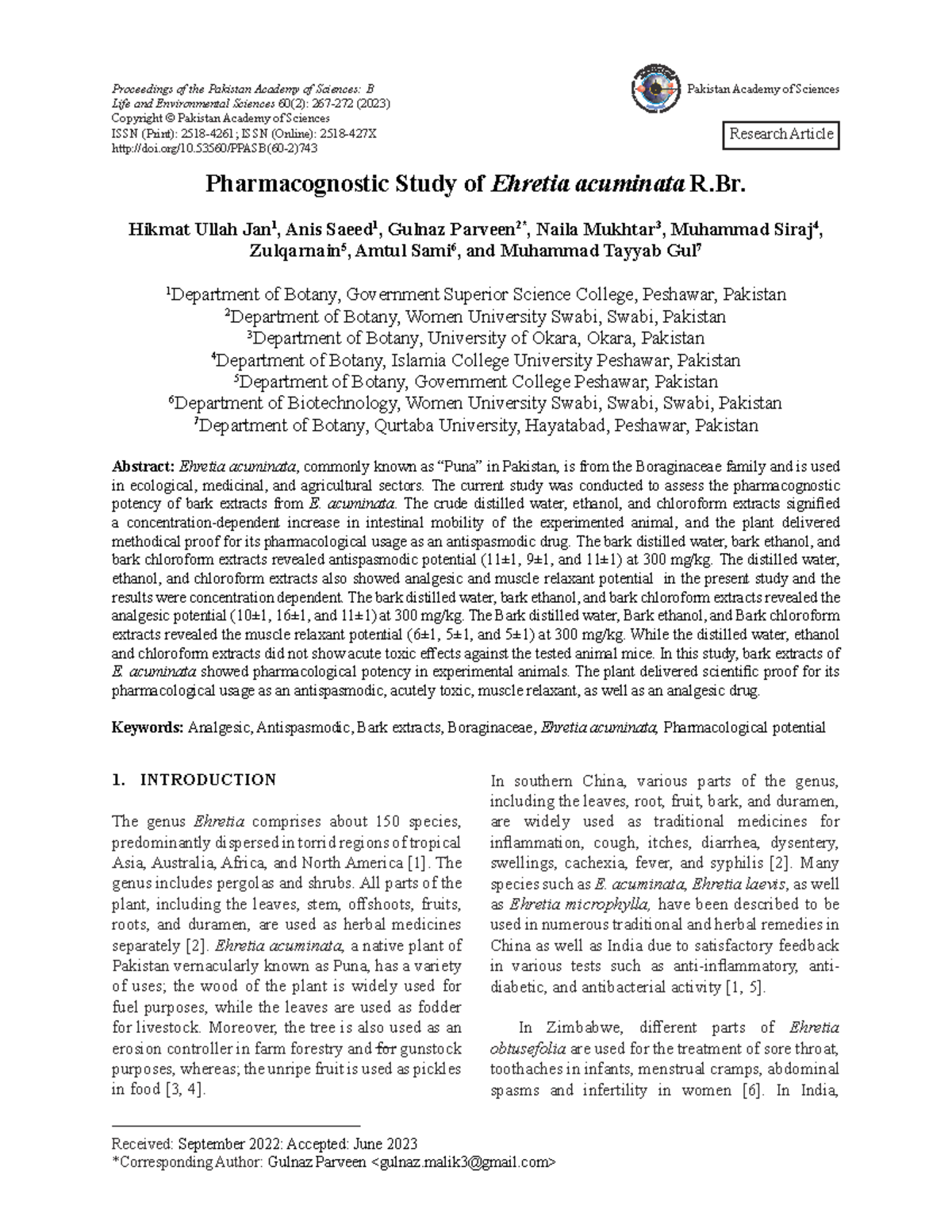 Pharmacognostic Study of Ehretia acuminata: LS-743 Research Insights ...
