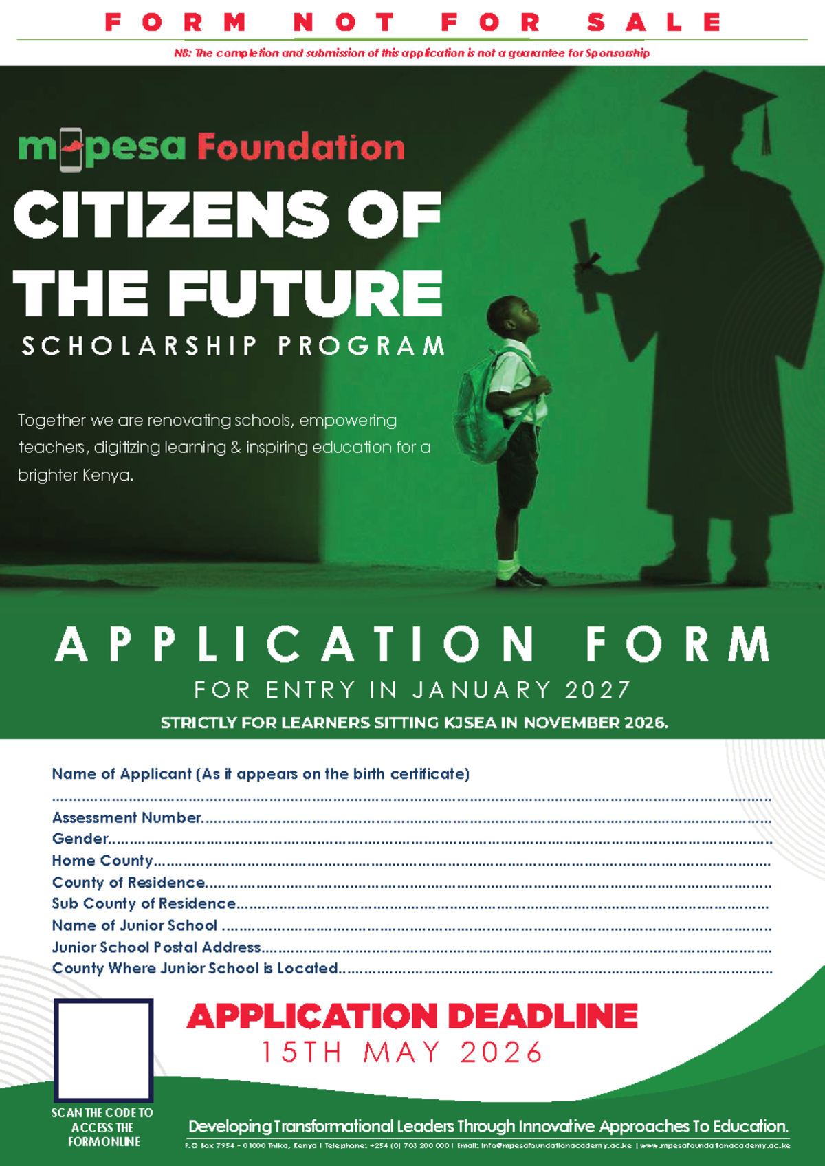 MPESA Citizens of the Future Scholarship Application Form 2026 - Studocu