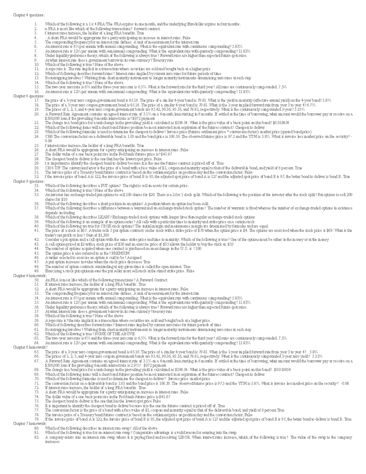 Chapter 4 & 6 Questions and Homework Review for Finance 101 - Studocu