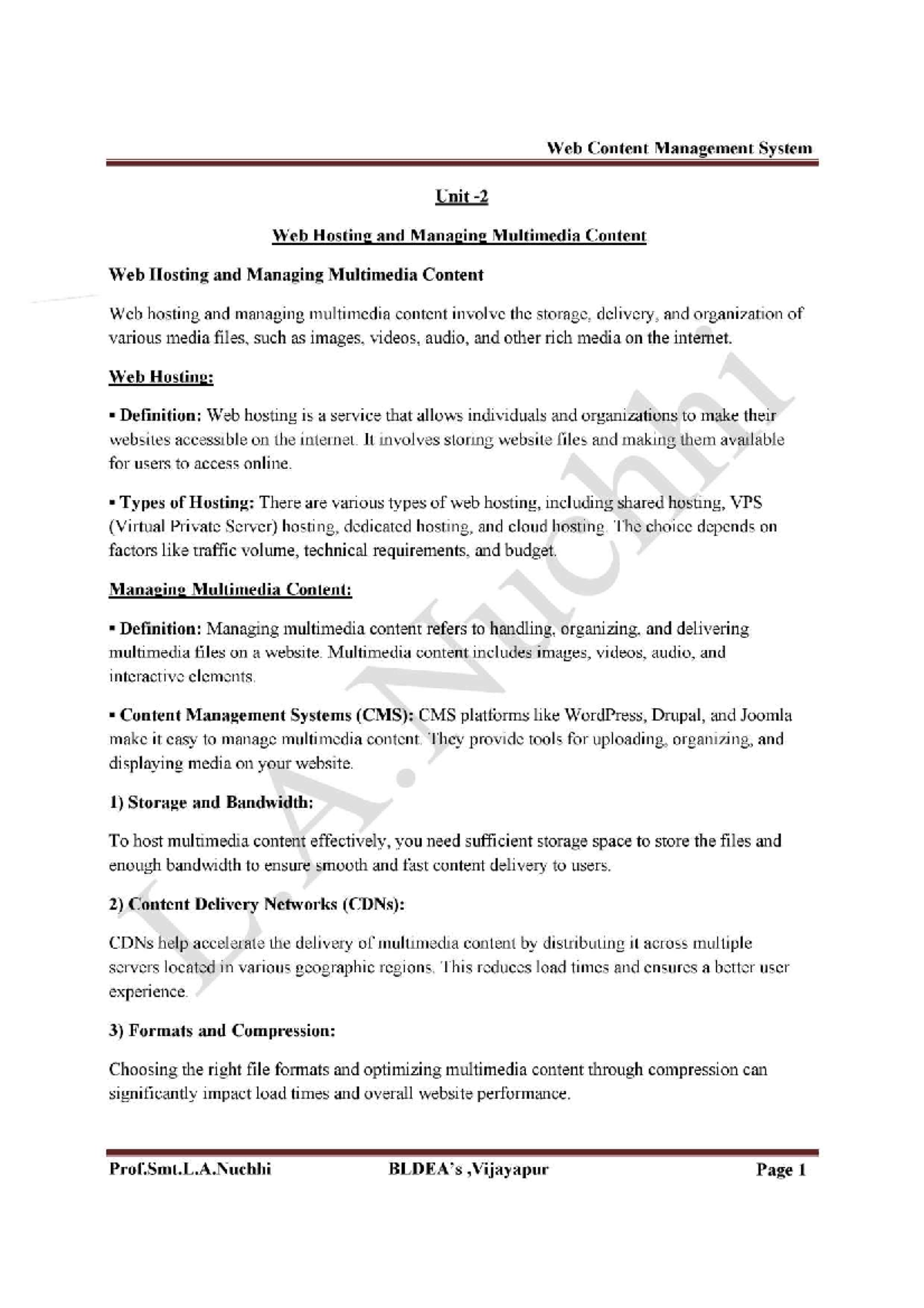 Unit 2: Web Content Management System - Hosting & Multimedia Management ...