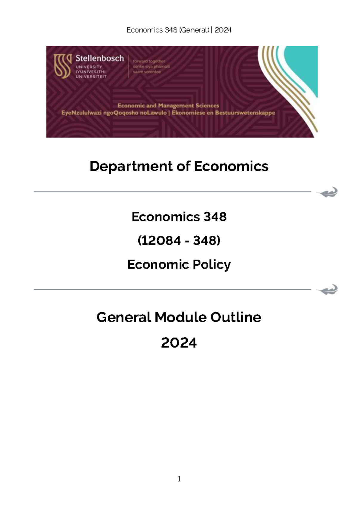 Economics 348 Module Framework: Overview & Assessment Guide - Studocu