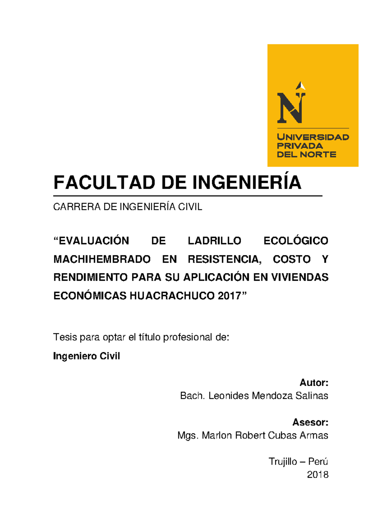 Evaluación del Ladrillo Ecológico Machihembrado en Viviendas Económicas ...