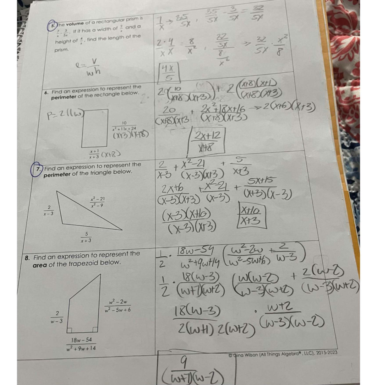 Algebra 2 Unit 8 Homework 5: Rational Expressions Applications - Studocu