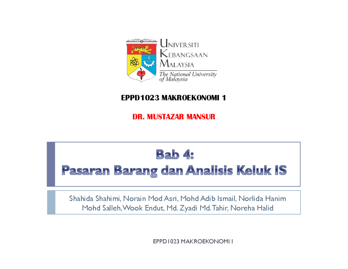 EPPD1023 Final Exam: Analisis Keluk IS dalam Makroekonomi I - Studocu