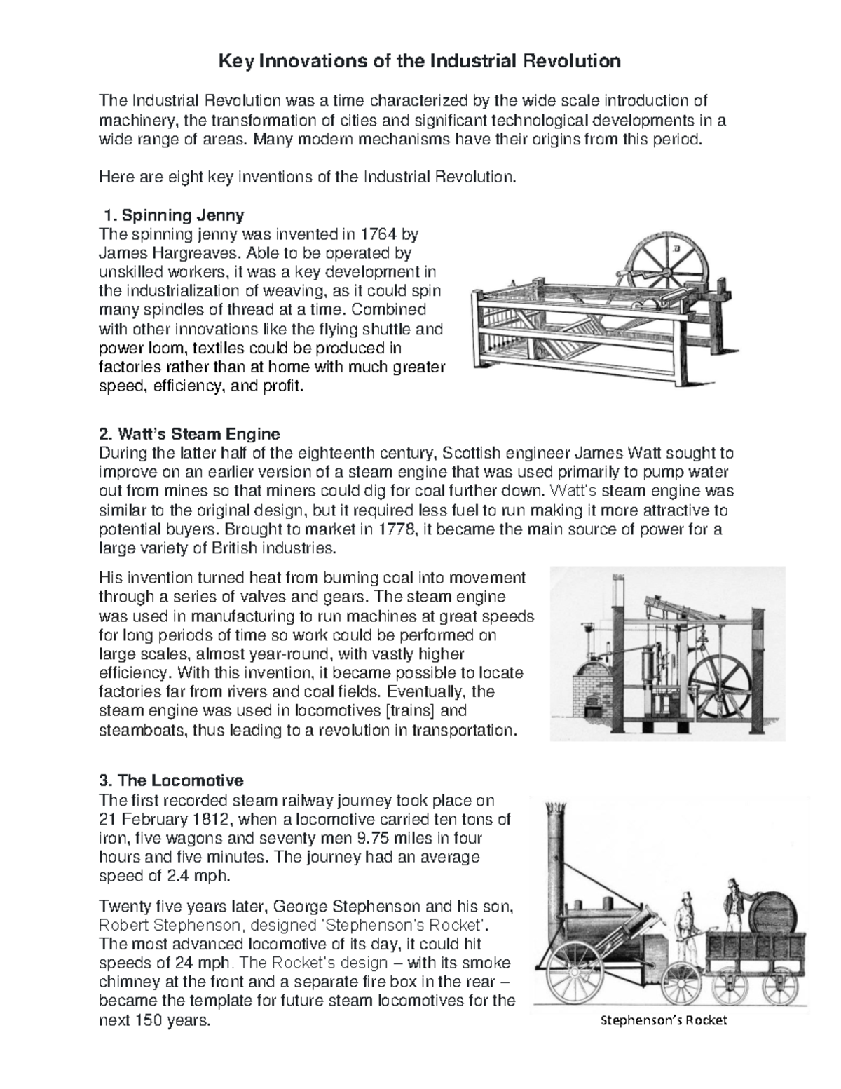 Key Innovations of the Industrial Revolution - Notes - Studocu