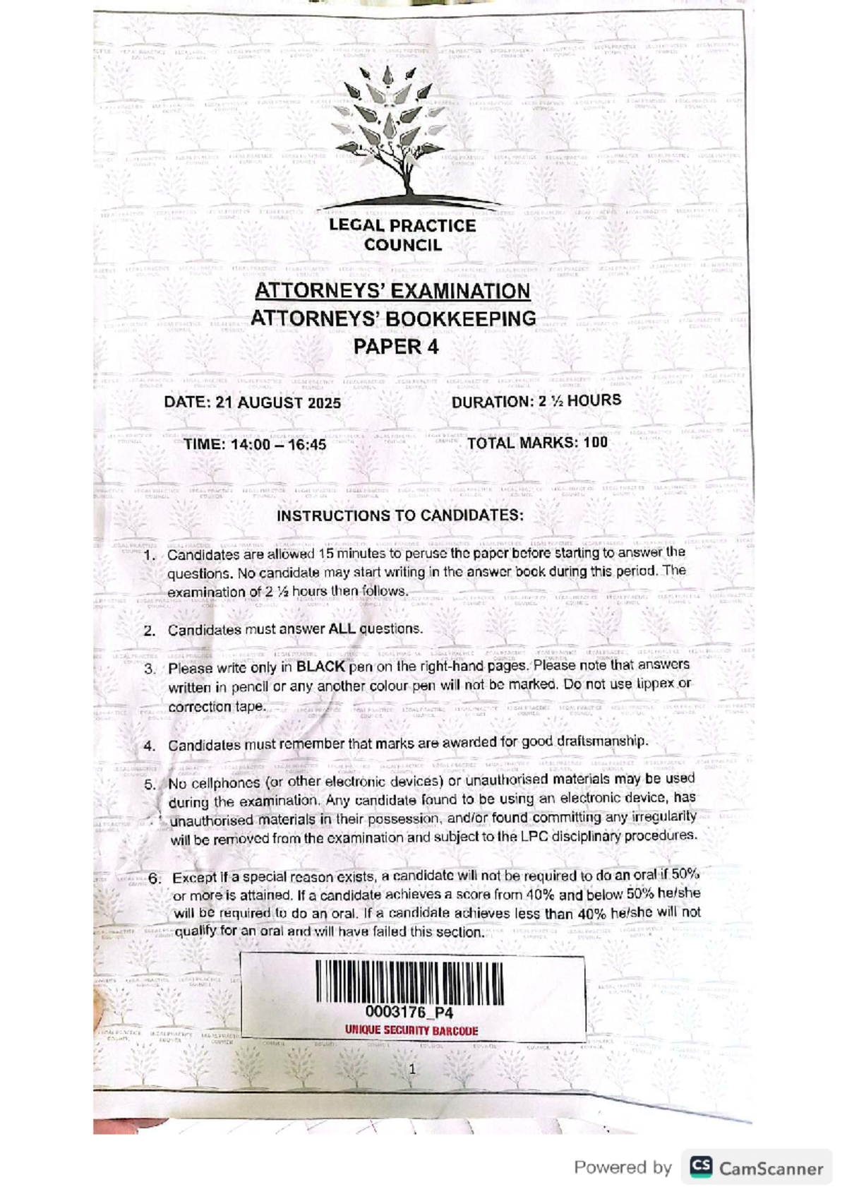 LEGAL PRACTICE COUNCIL EXAMINATION PAPER - 21 AUGUST 2025 - Studocu