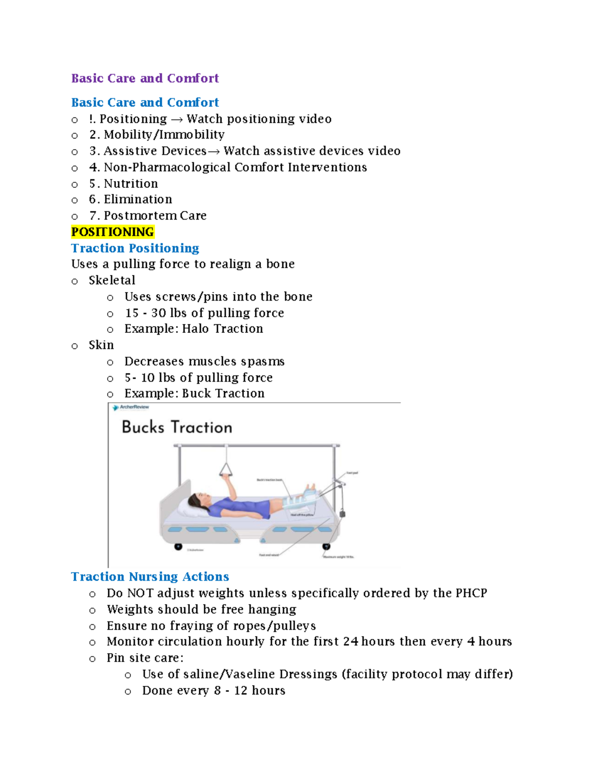Basic Care and Comfort - study guide - Basic Care and Comfort Basic ...