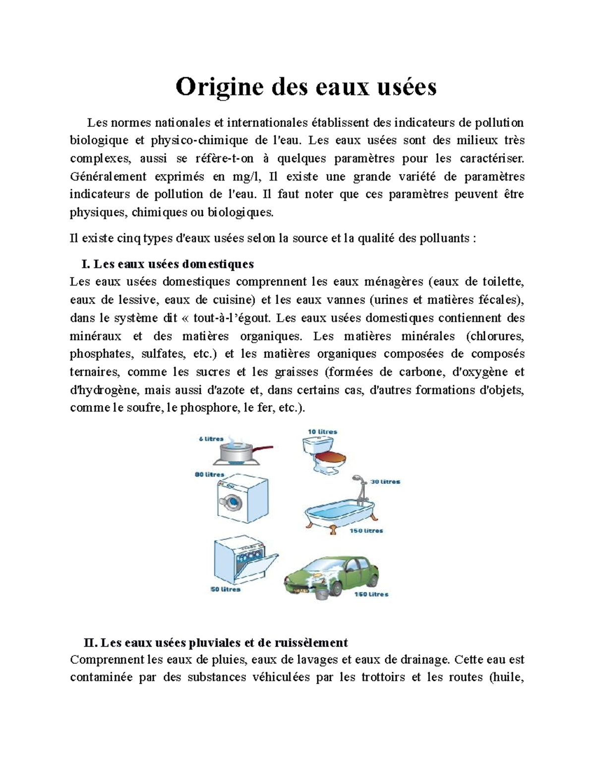 Origine des eaux usées - Origine des eaux usées Les normes nationales ...