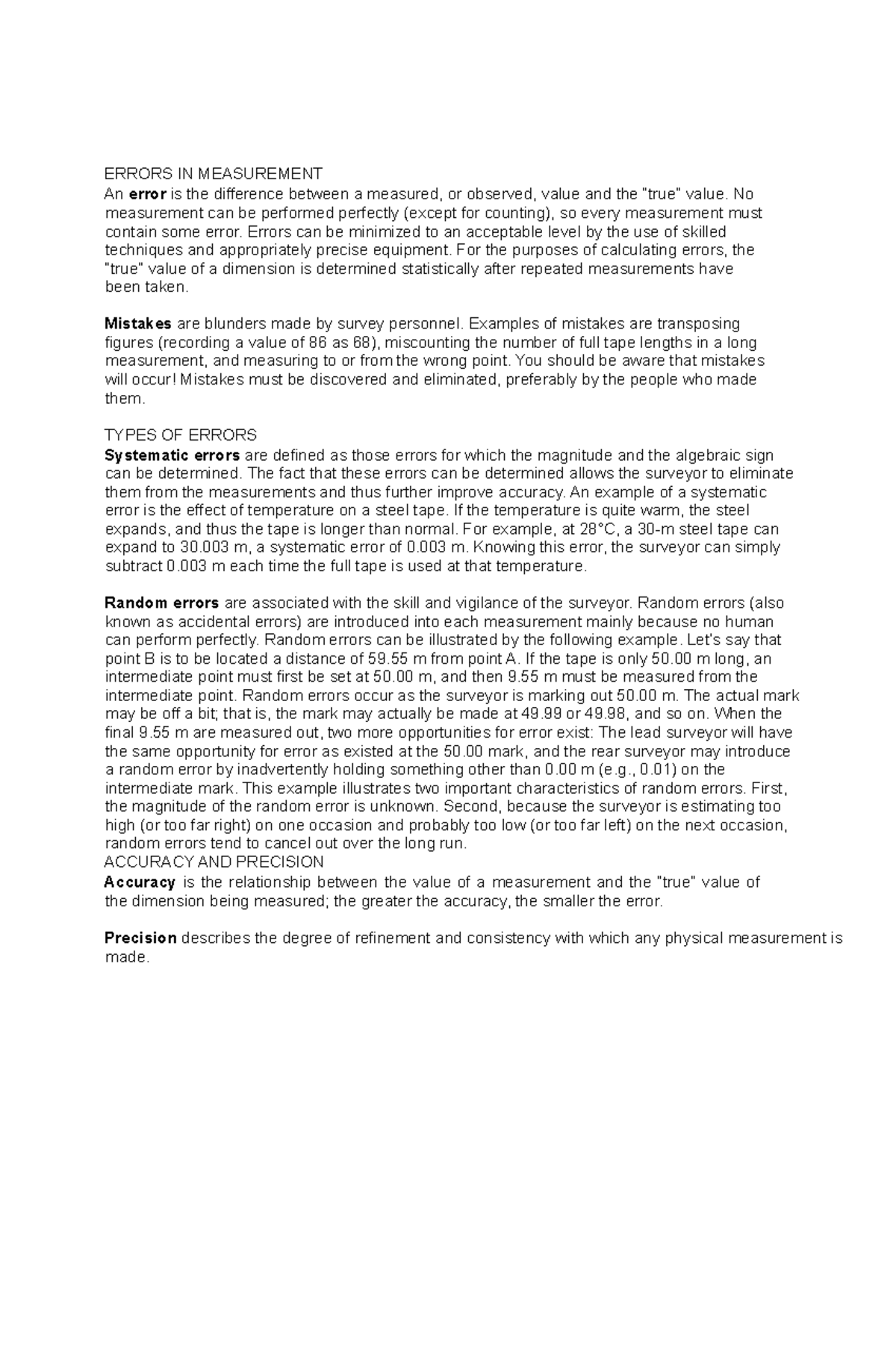 Fundamentals of Surveying: Understanding Measurement Errors and ...