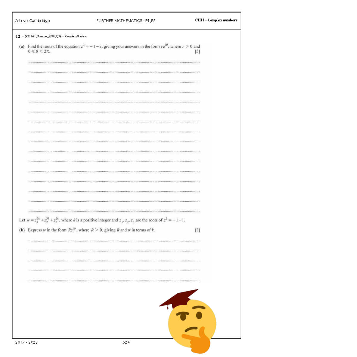 Cambridge FURTHER MATHEMATICS P1,P2 CH11 Complex Numbers Overview - Studocu