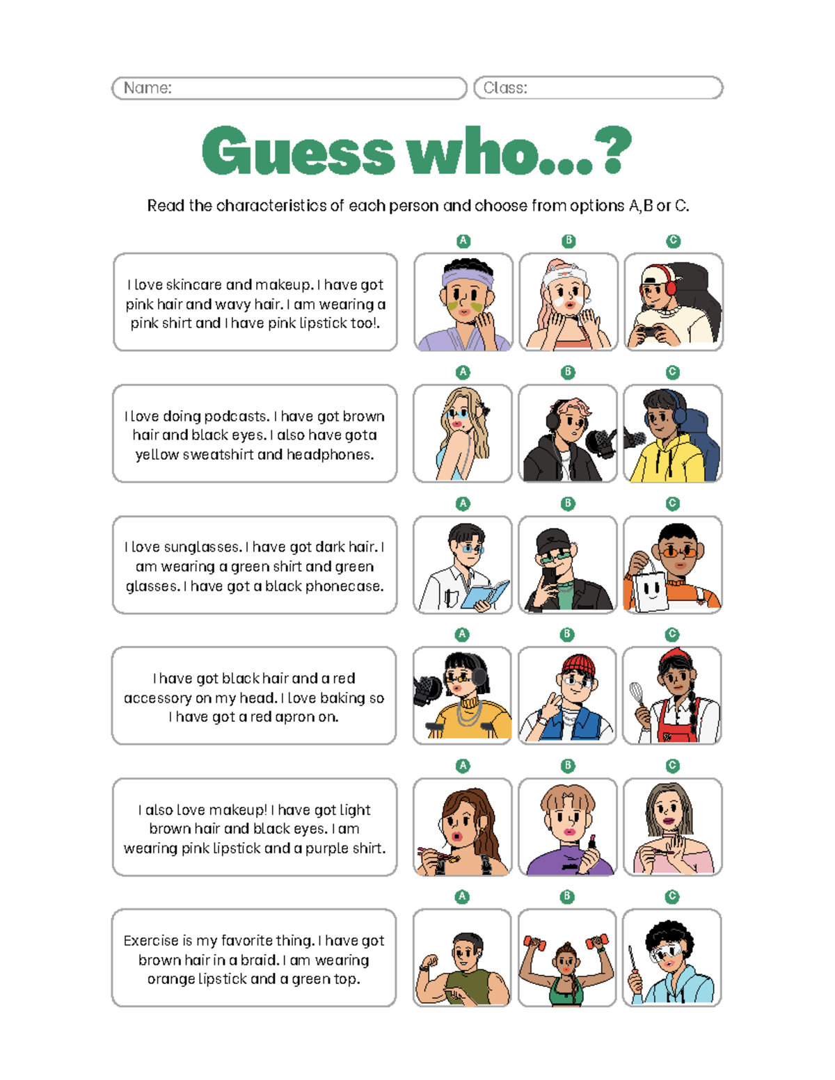 Guess Who? Colorful Fun Physical Description Game Worksheet - Studocu