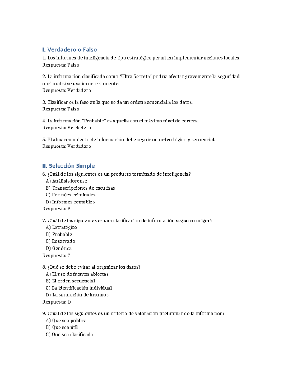 Guía de Estudio 2: Verdadero o Falso y Selección Simple - Studocu
