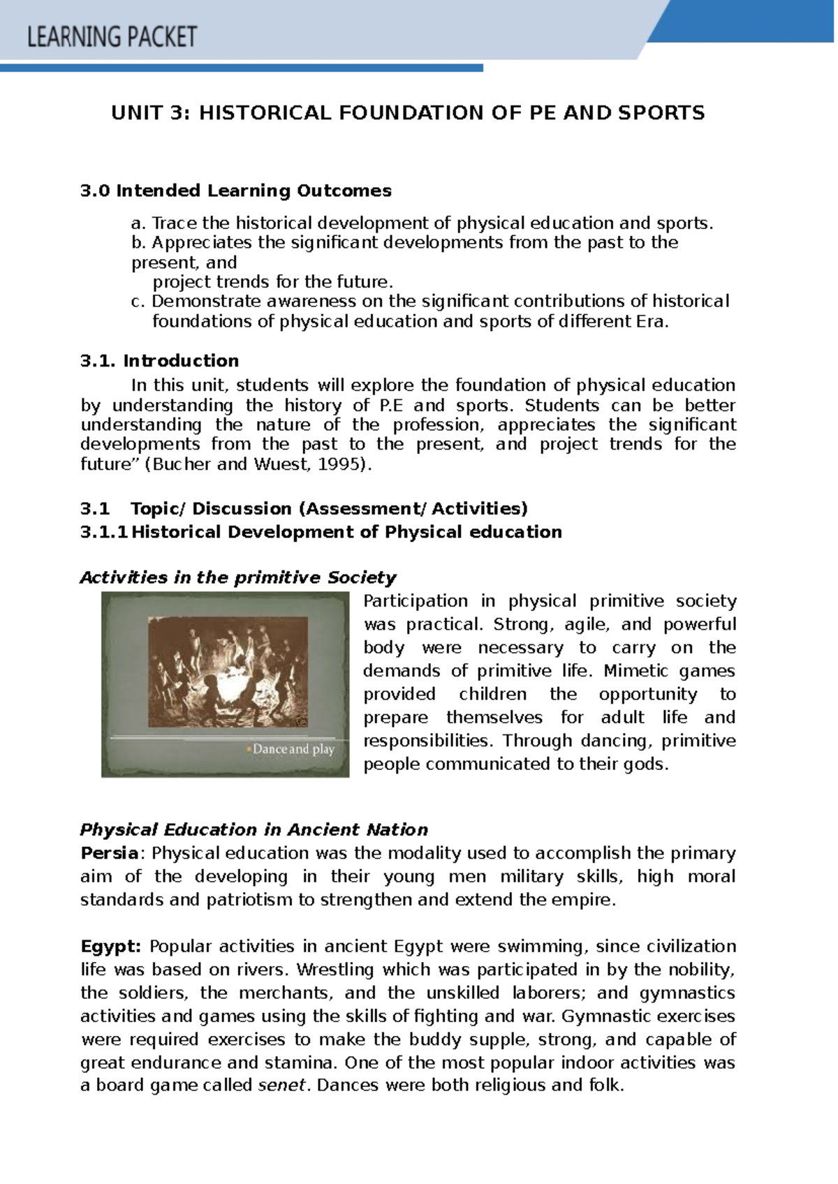 "PED 1 LP 3 - Historical Foundations of Physical Education and Sports ...