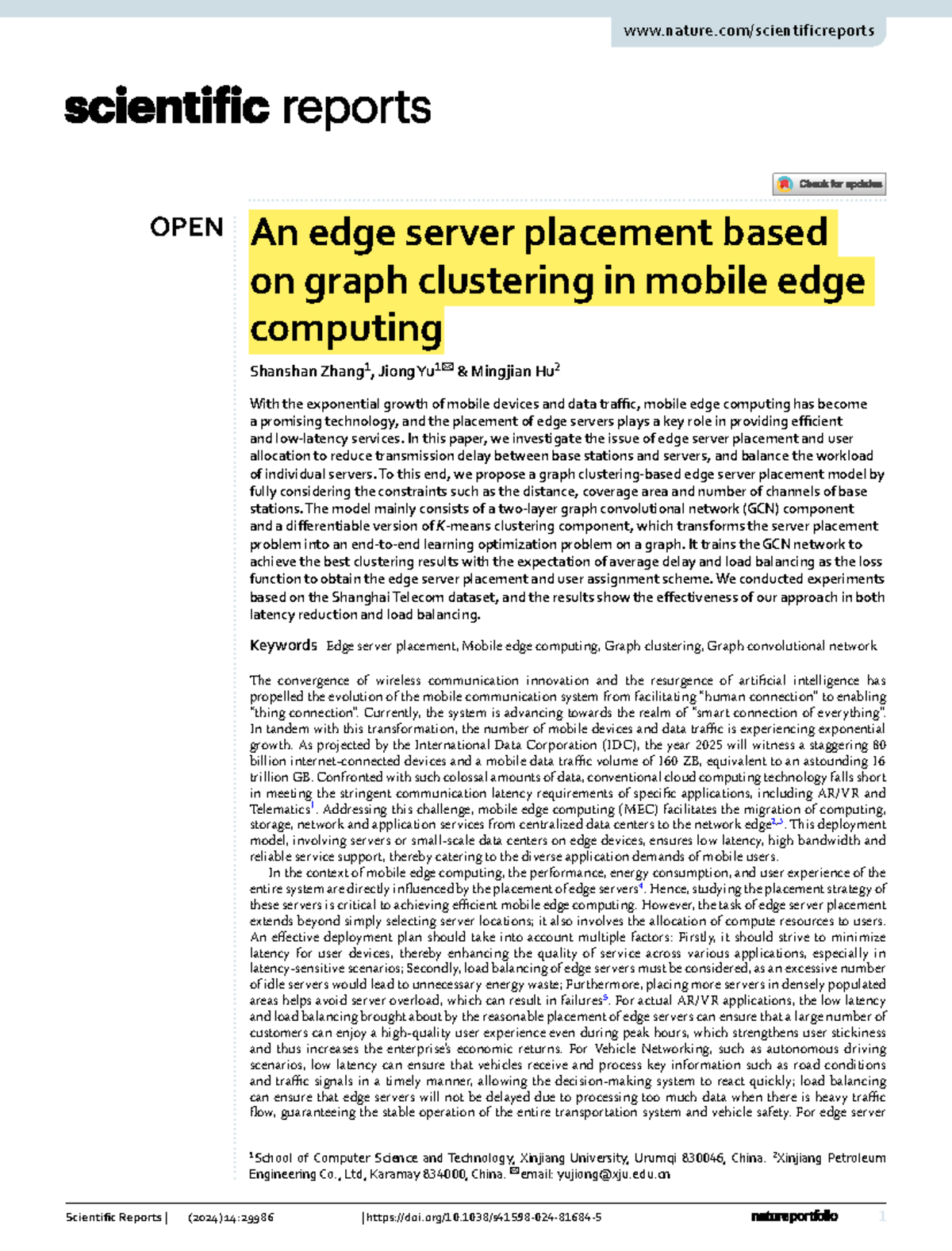 EDC 2024: Graph-Based Edge Server Placement Strategy in MEC - Studocu