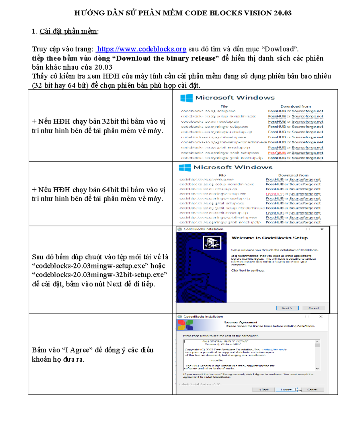 HƯỚNG DẪN CÀI ĐẶT CODE BLOCKS VISION 20.03 - BUỔI 1 C++ - Studocu
