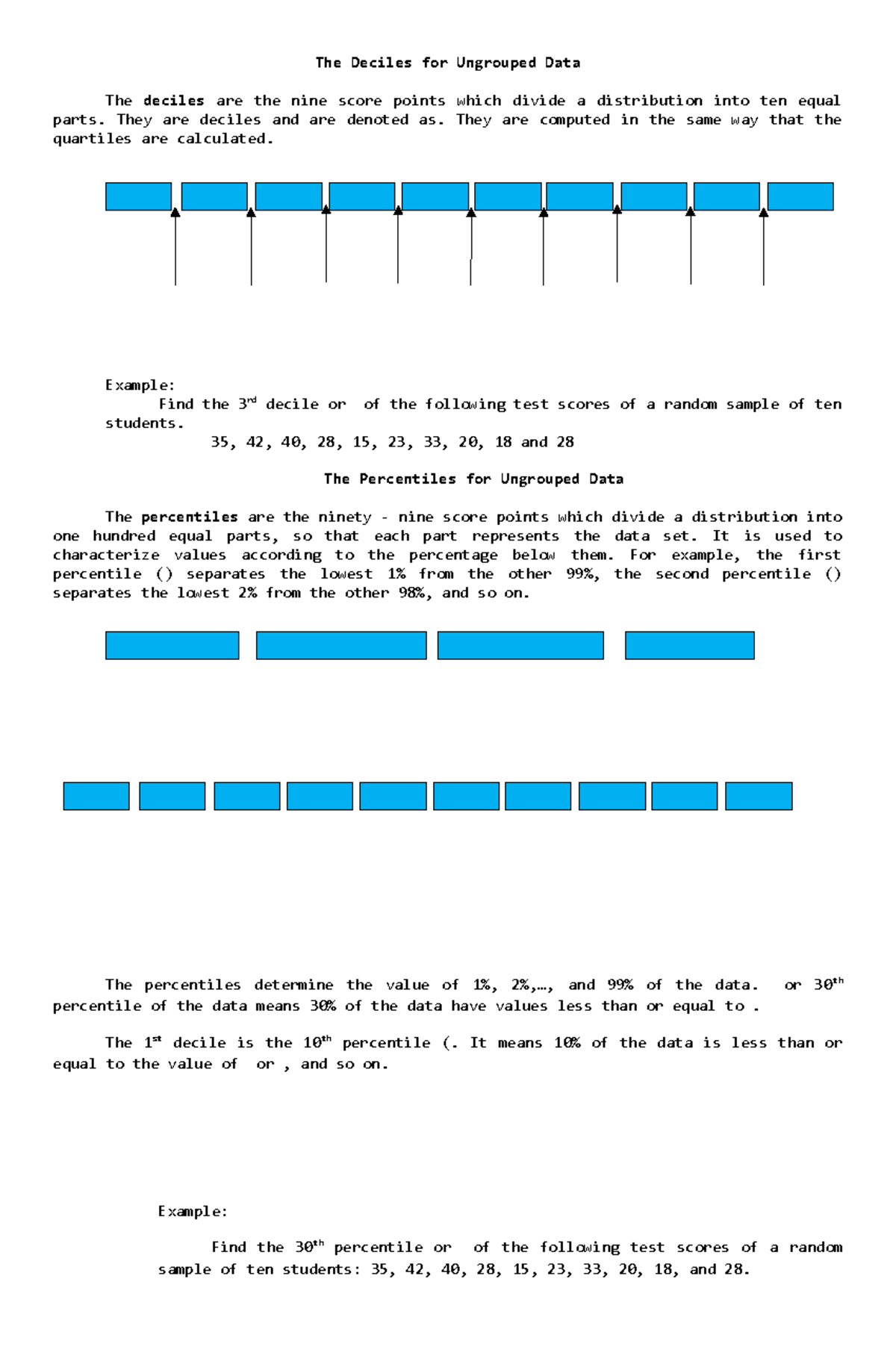 Deciles and Percentiles for Ungrouped Data - Statistics 101 - Studocu