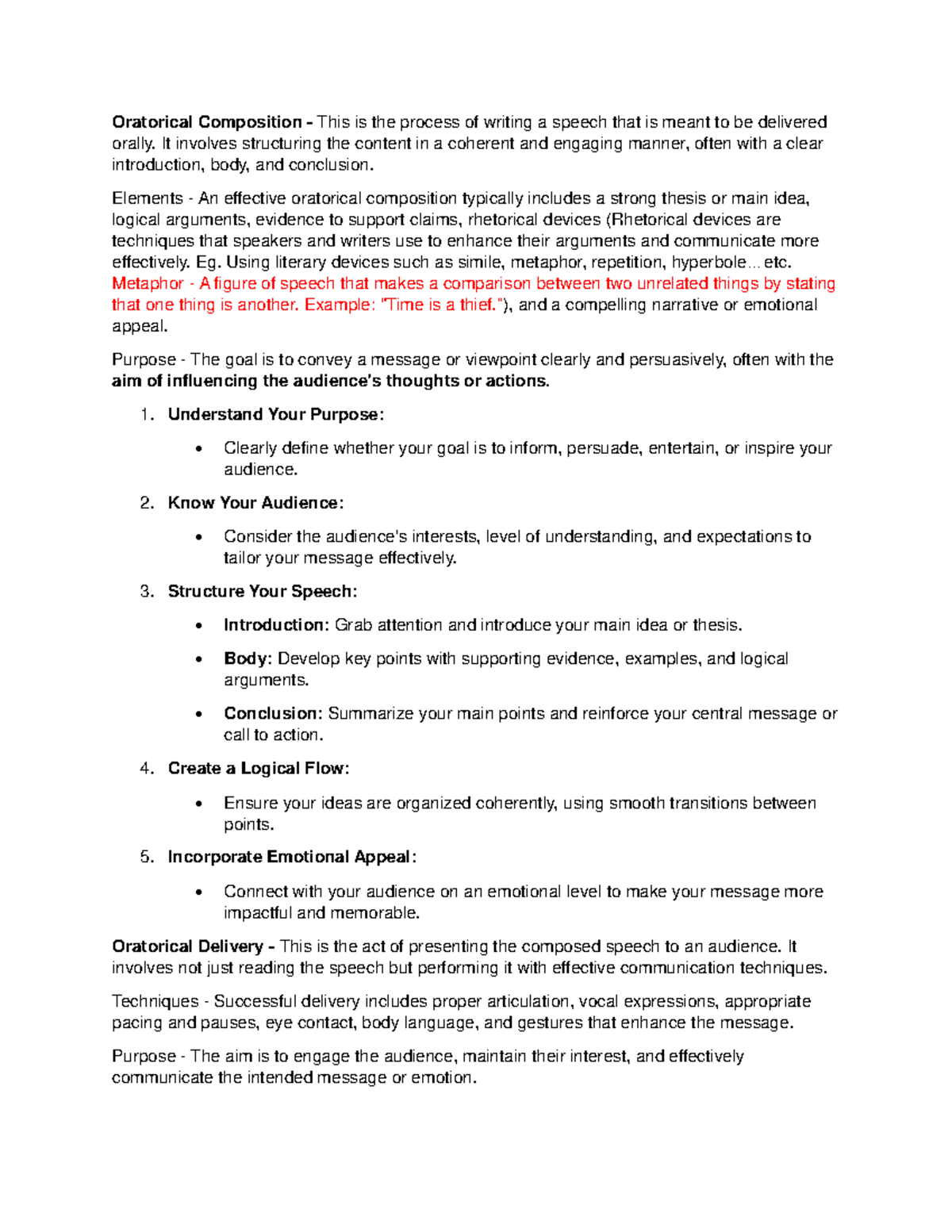 Oratorical Composition and Delivery - Oratorical Composition - This is ...