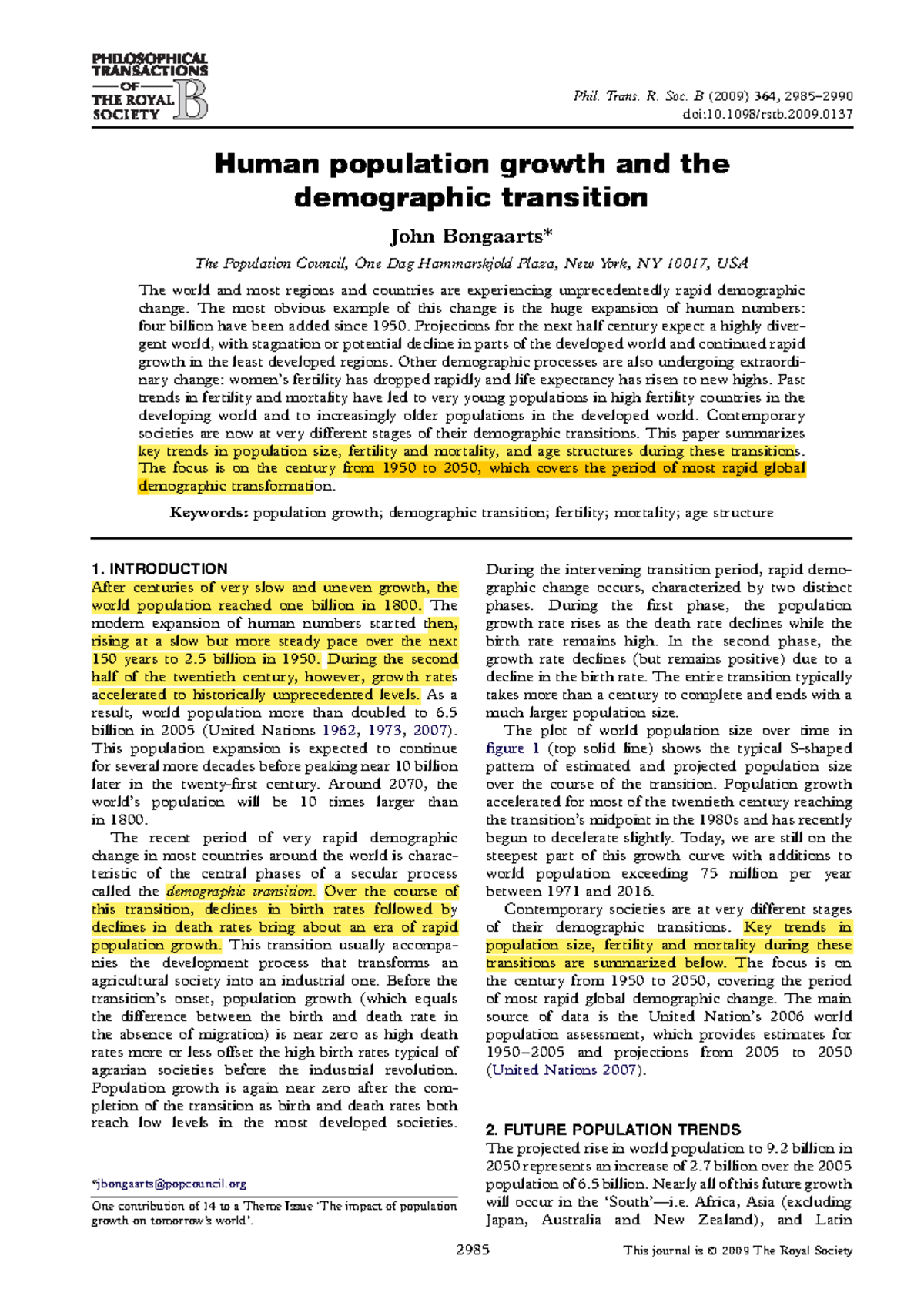 Population Growth and Demographic Transition: Trends and Insights - Studocu