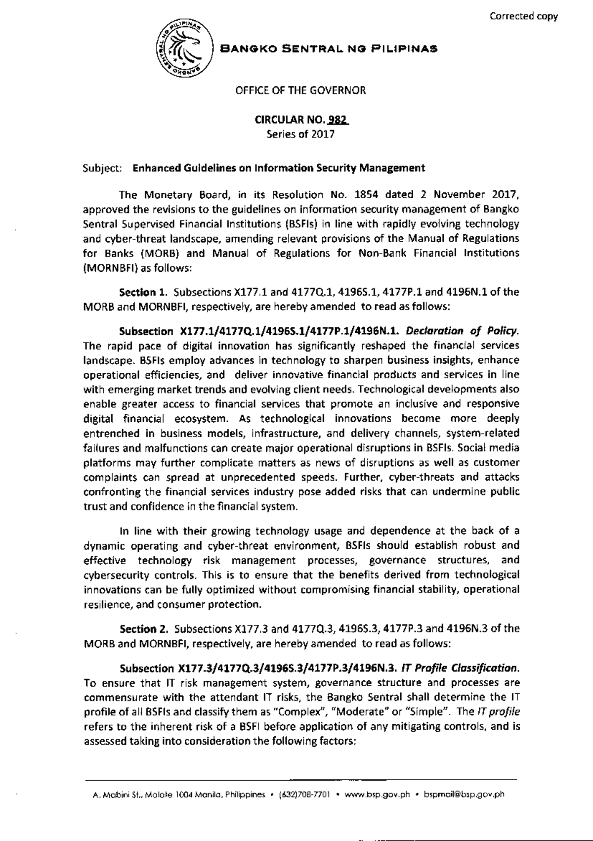 BSP Circular 982: Enhanced Guidelines on Information Security ...
