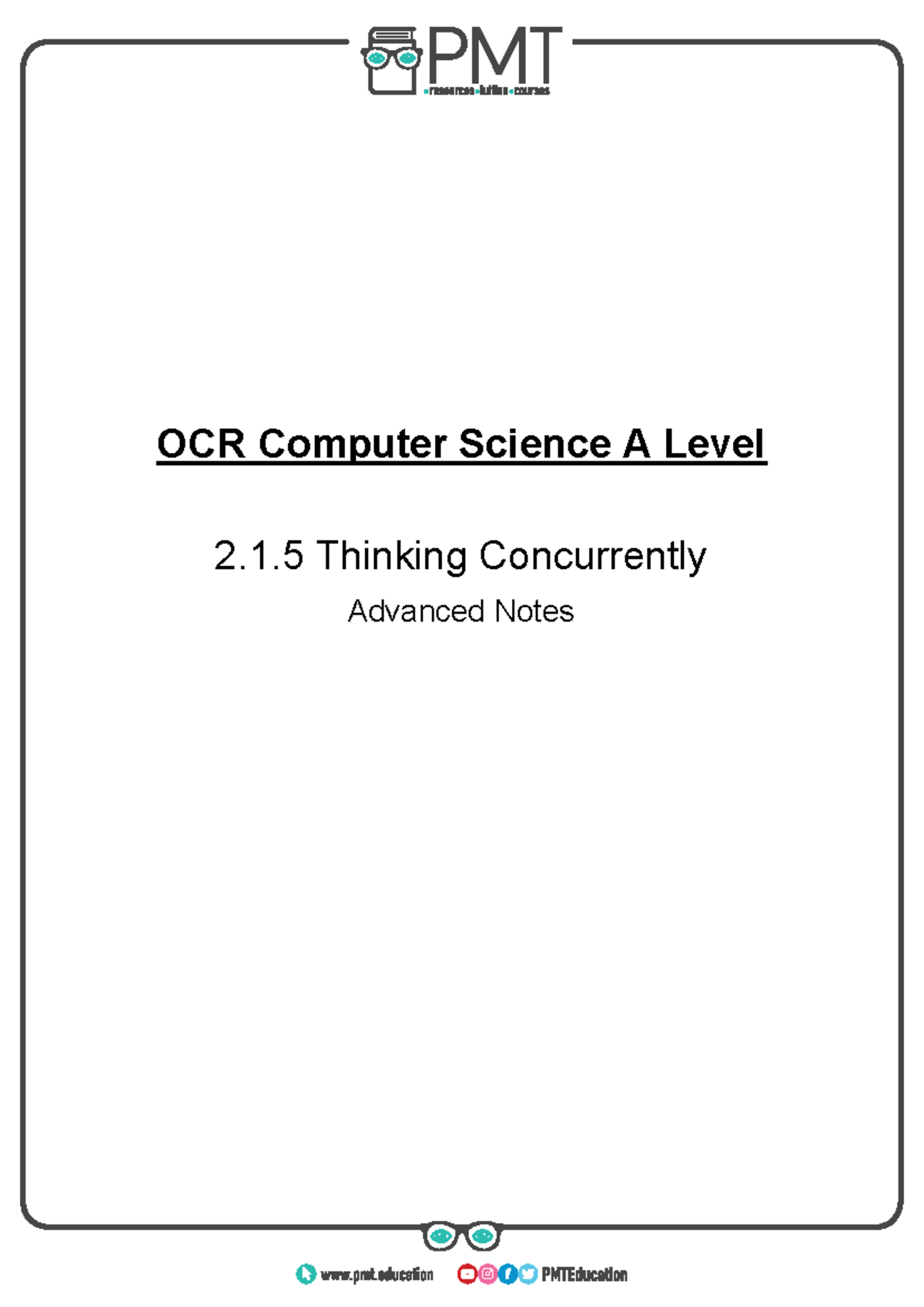 OCR Computer Science A Level 2.1.5 Thinking Concurrently Notes - Studocu
