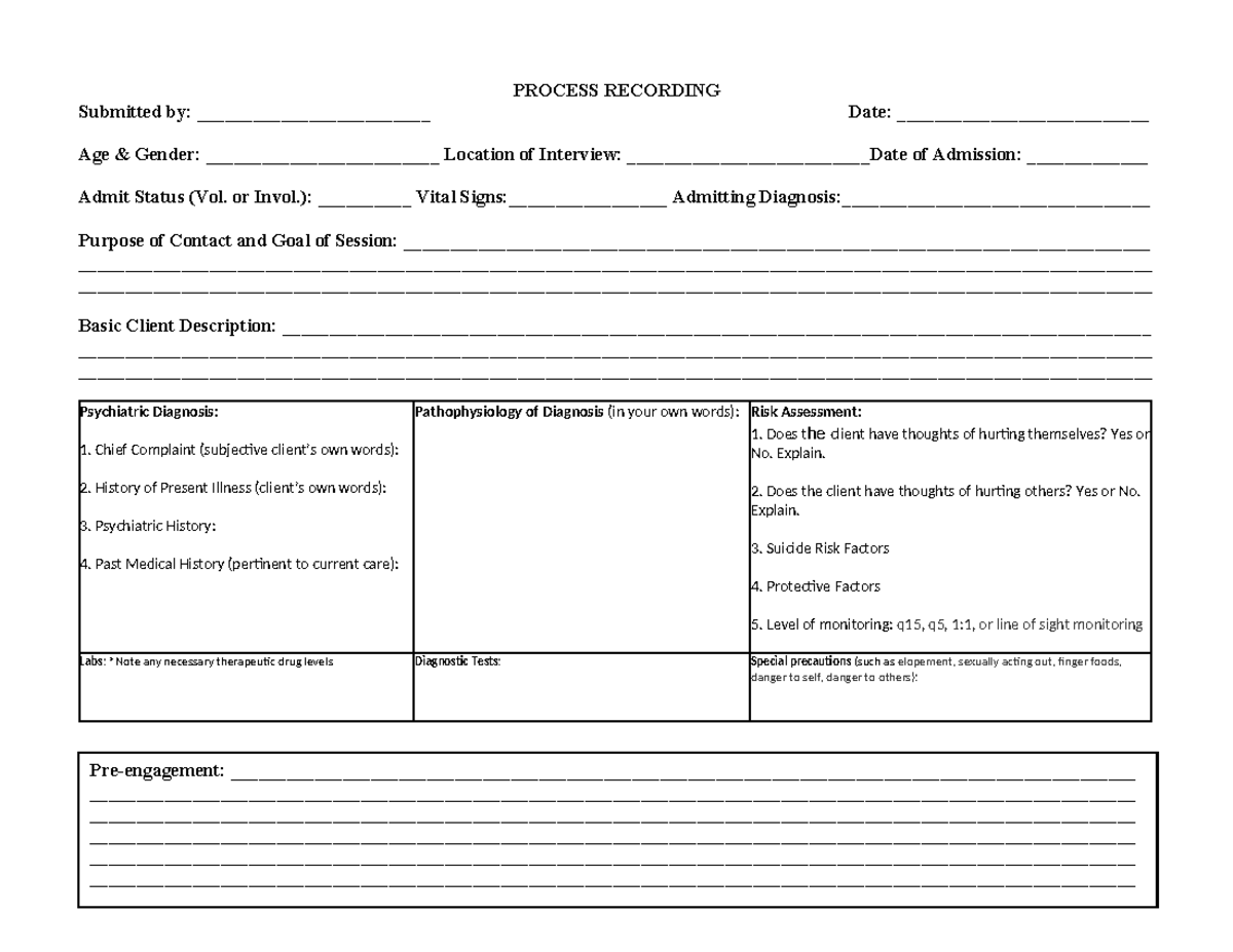 Blank-Process-Recording for clinicals - PROCESS RECORDING Submitted by