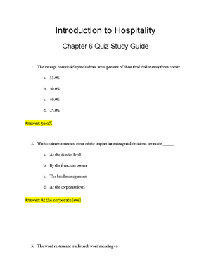 Chapter 2 Quiz Study Guide - Introduction to Hospitality Chapter 2 Quiz ...