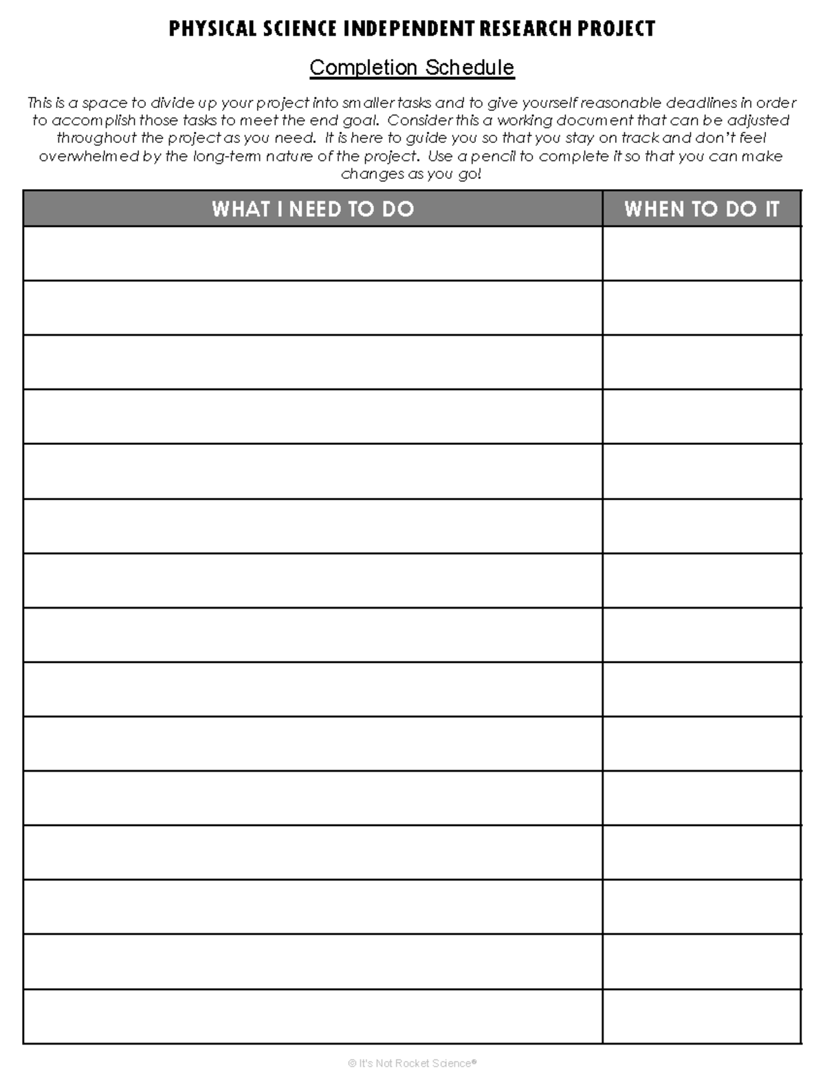 Planning Pages Part Three - PHYSICAL SCIENCE INDEPENDENT RESEARCH ...