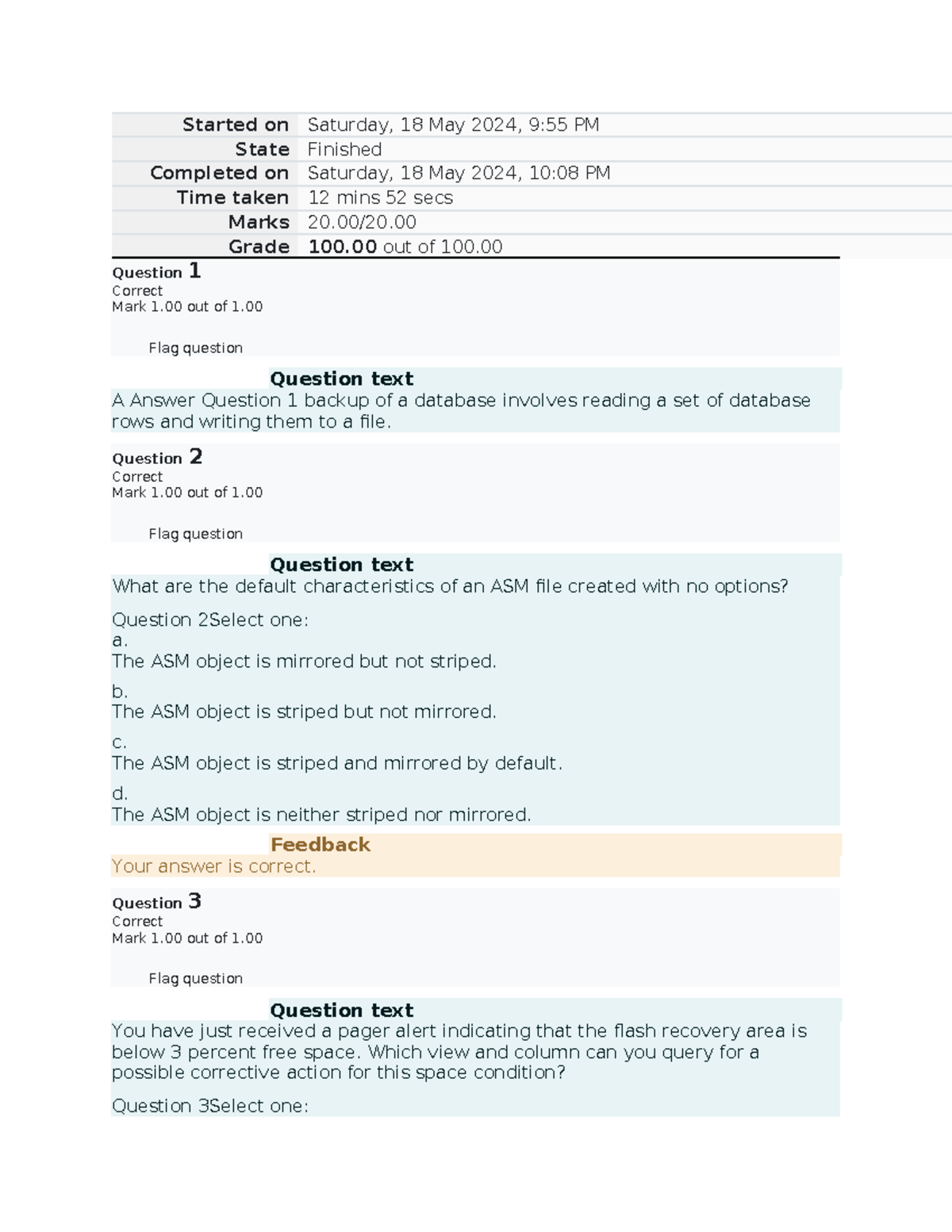 Advance Database Management Systems Quiz 1 Results and Analysis - Studocu
