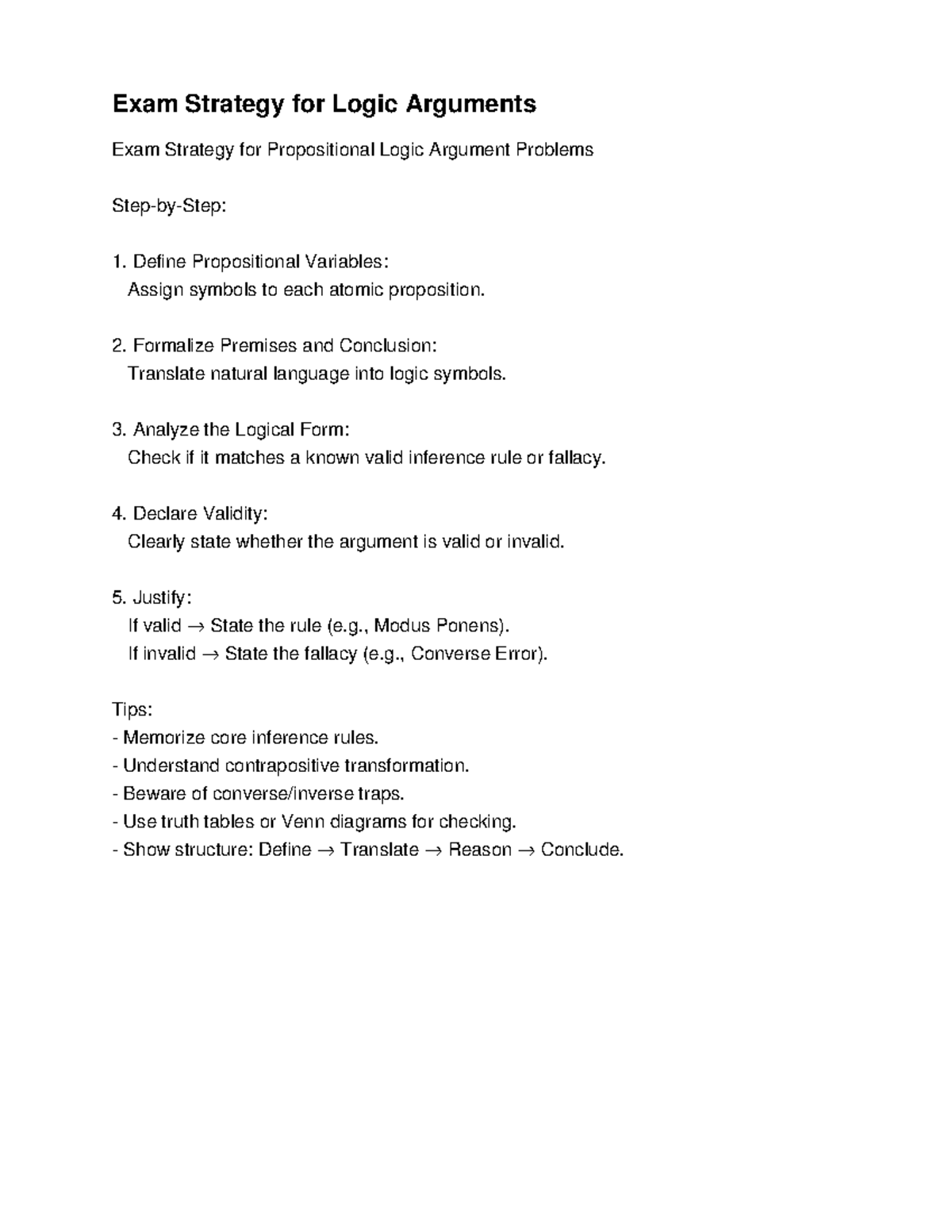 Exam Strategy for Propositional Logic (Logic 101) - Studocu