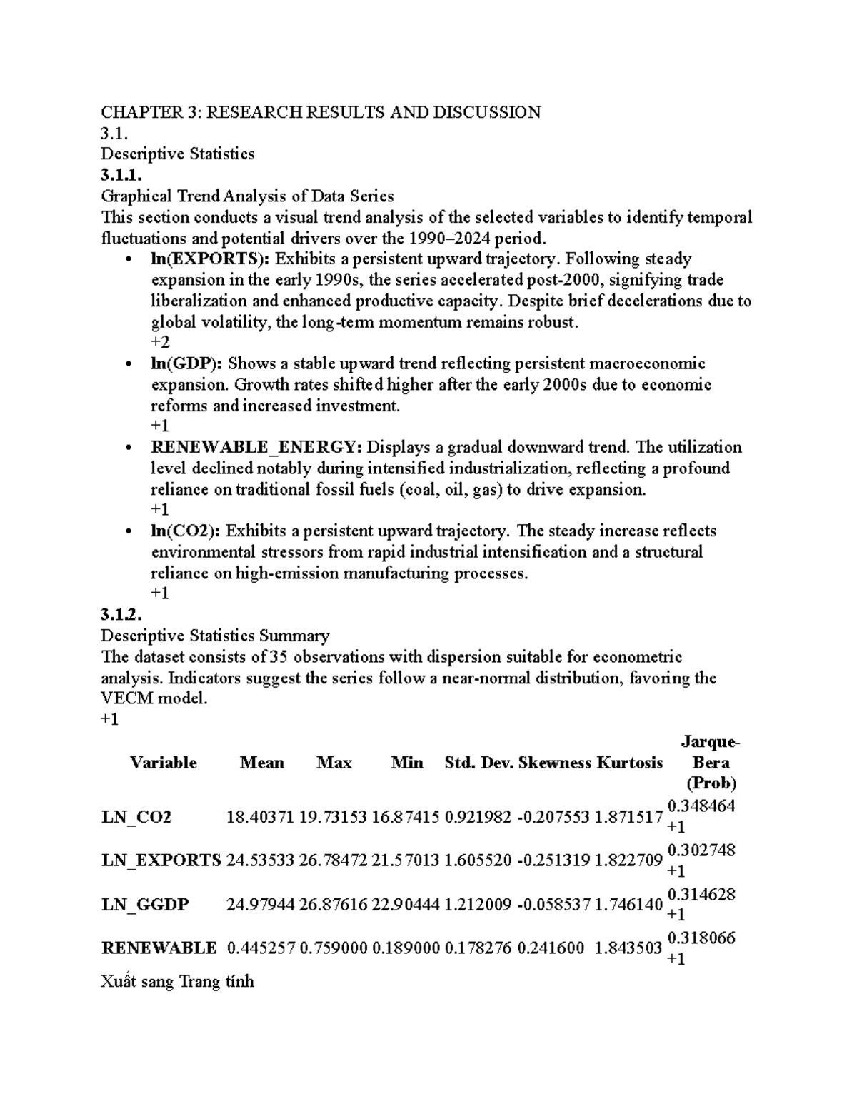 CHAPTER 3: RESEARCH RESULTS & DISCUSSION - ECON 3 Analysis - Studocu
