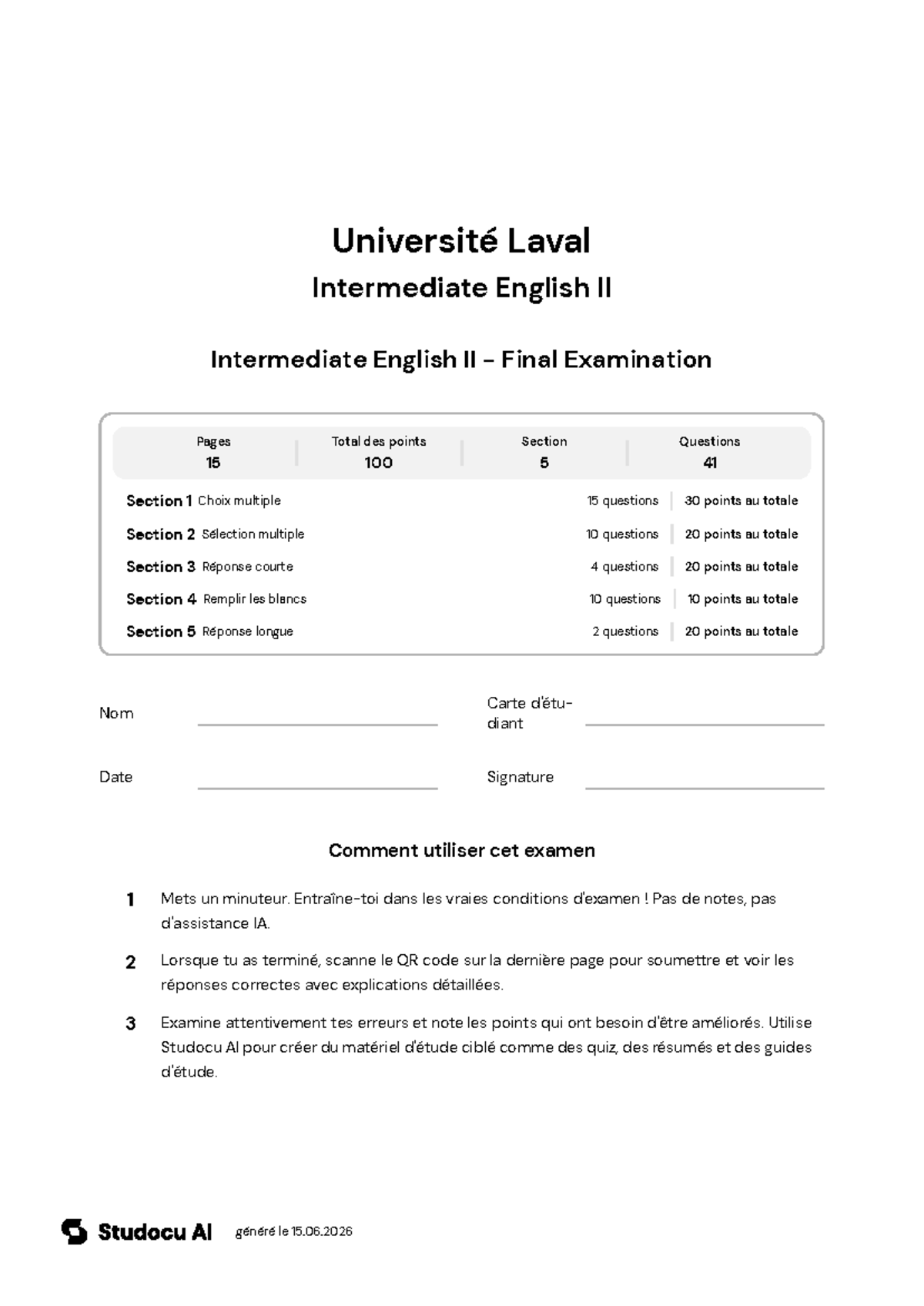 Intermediate English II - Final Exam - Studocu