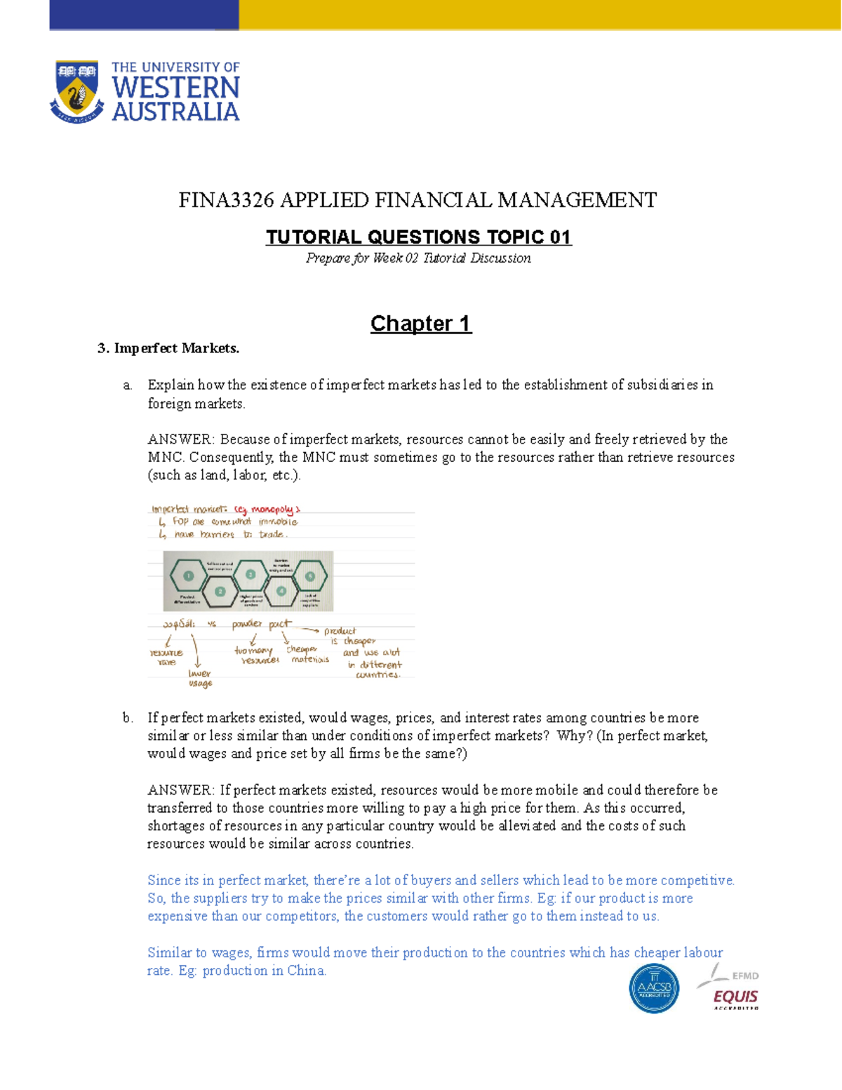 Tut1 - TUTORIAL ANSWER FOR WEEK1 - FINA3326 APPLIED FINANCIAL ...