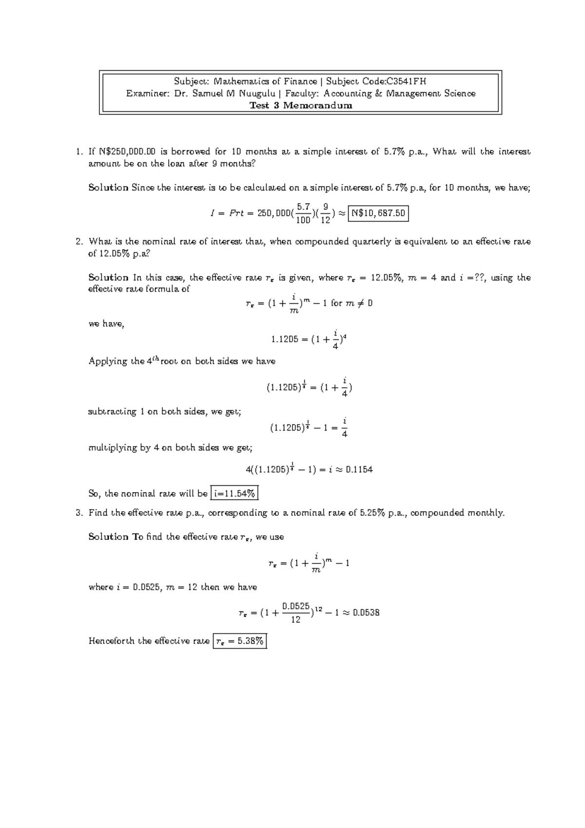 NSSCO Mathematics specimen paper 1 and 2 mark schemes and analysis ...