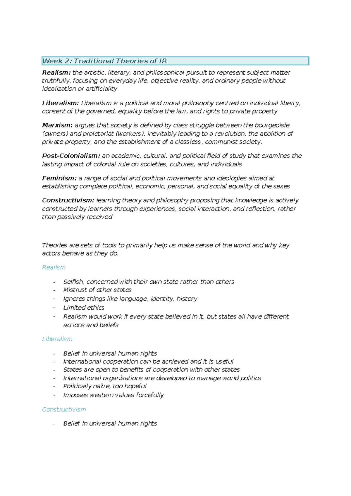 IR Theories: Realism, Liberalism, Marxism, Feminism & Constructivism ...