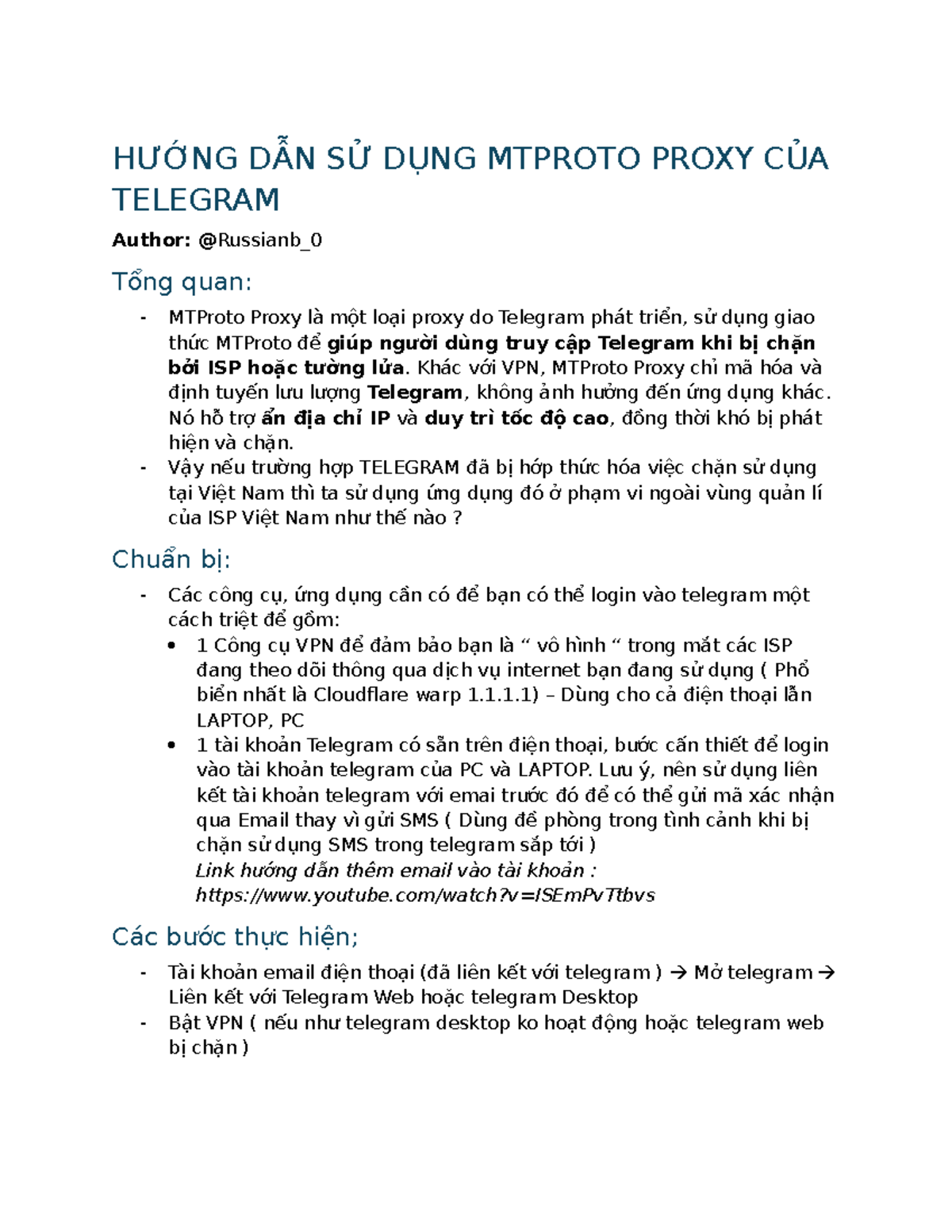Hướng Dẫn Sử Dụng MTProto Proxy Của Telegram: Chi Tiết và Hướng Dẫn - Studocu