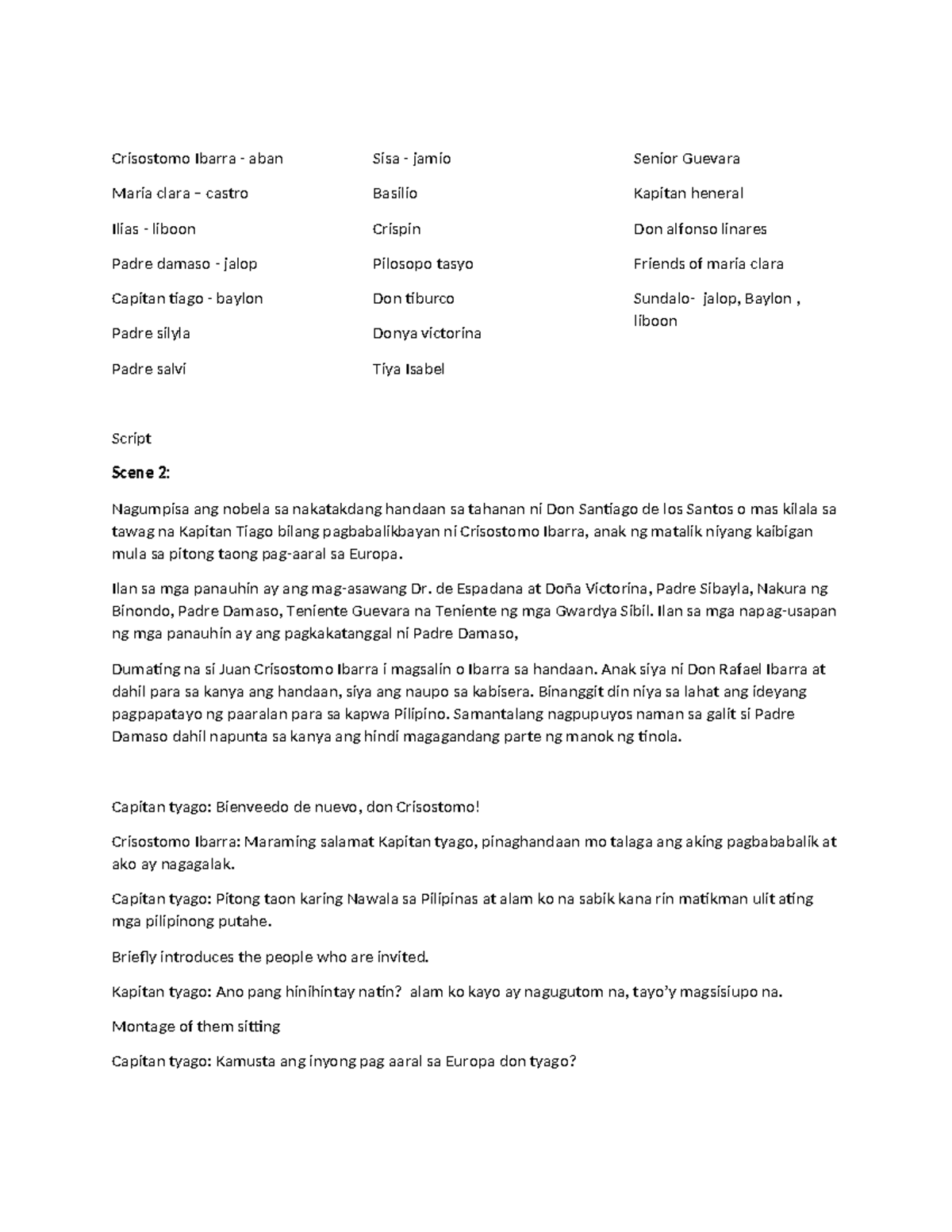 Noli Me Tangere: Key Characters & Scene Summaries (Ch. 1-6) - Studocu