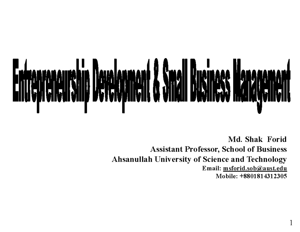 Chapter 1 - ####### Md. Shak Forid ####### Assistant Professor, School ...