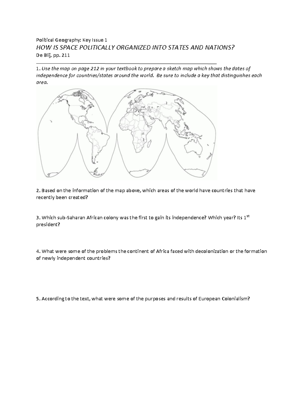 Chapter 8 study guide - Political Geography: Key Issue 1 HOW IS SPACE ...