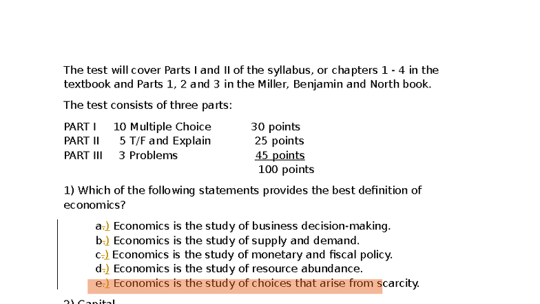 ECON 101 Midterm Practice: Chapters 1-4 Review and Questions - Studocu