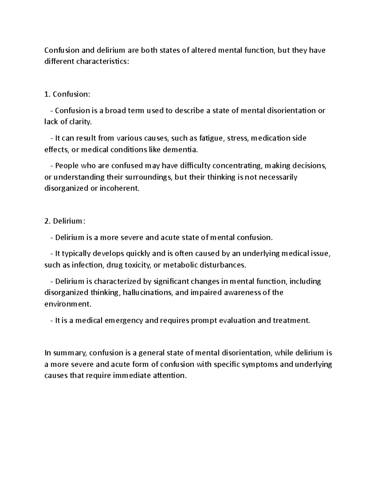 Confusion vs. delirium - Confusion and delirium are both states of ...